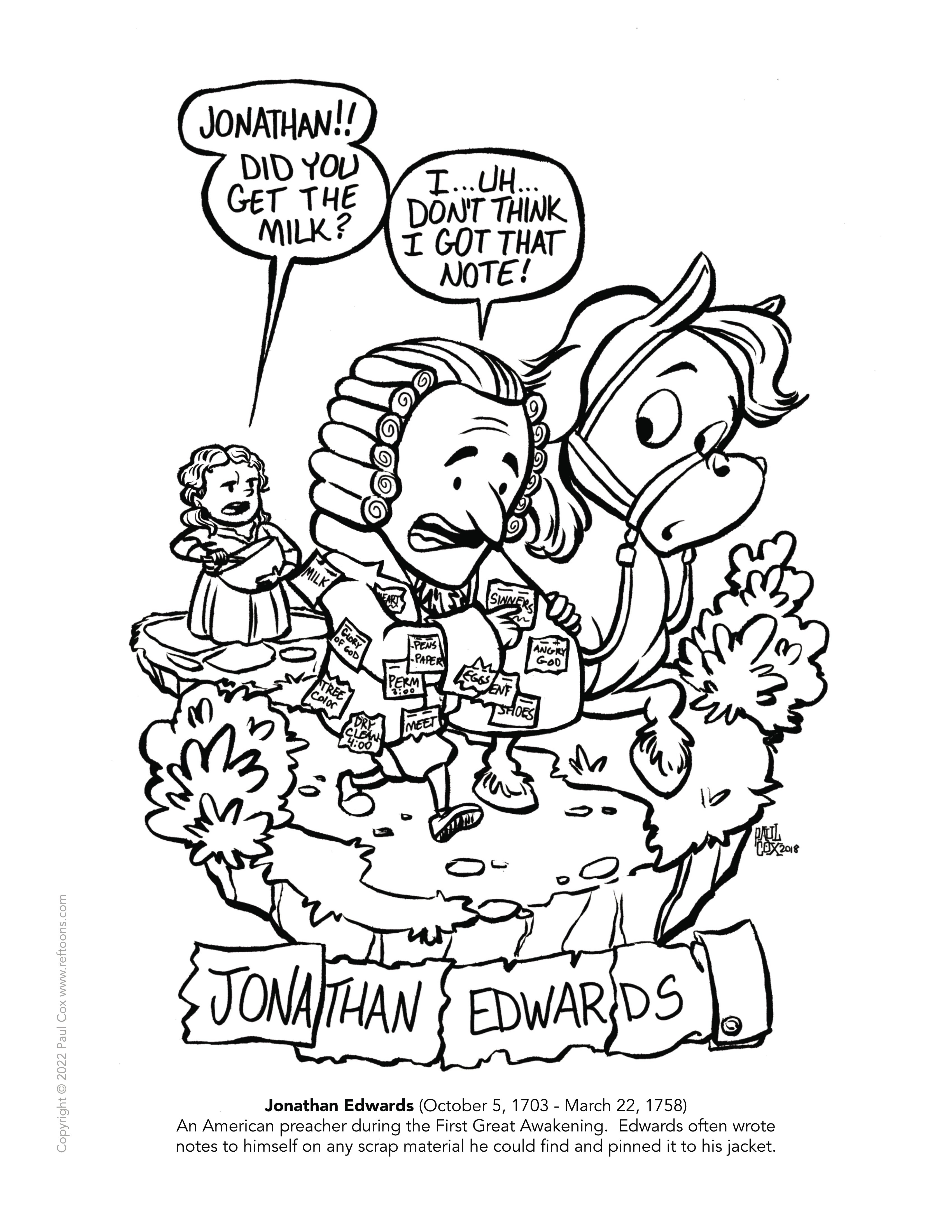 Jonathan Edwards - Jacket Full Of Notes - Coloring Page PDF – RefToons